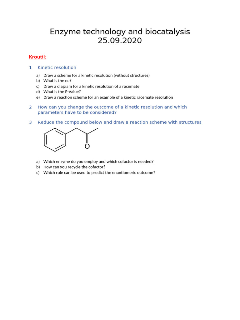Enzyme Technology and Biocatalysis 25-09-2020 | PDF | Enzyme | Organic ...