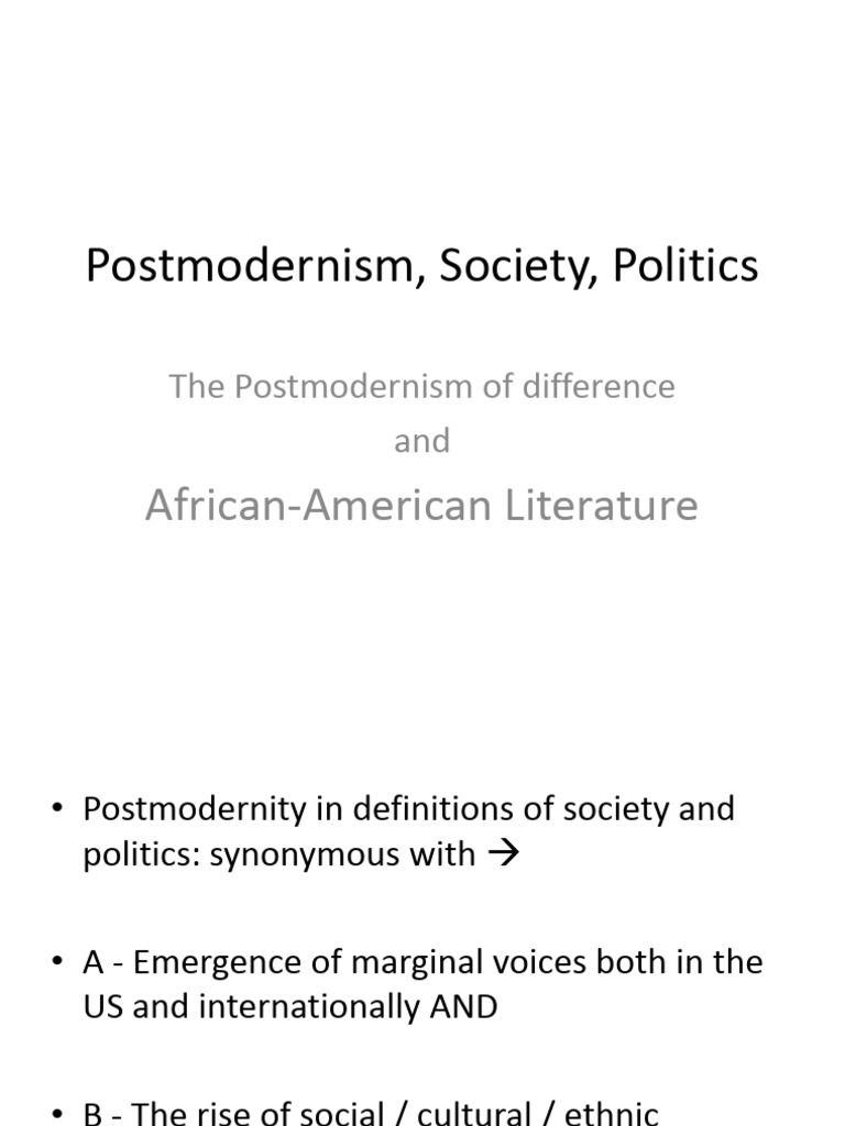Postmodernism and African-American Literature | PDF | Black Panther Party