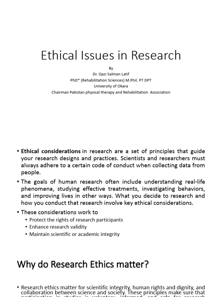 Ethical Issues in Research | PDF | Plagiarism | Institutional Review Board