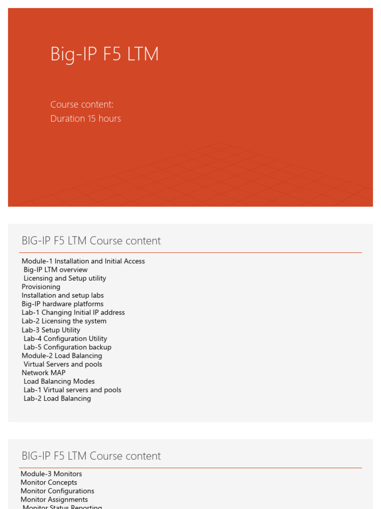 BIG-IP F5 LTM Course Overview | PDF