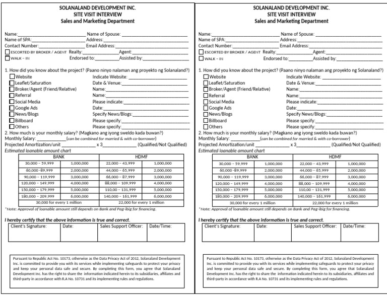 Site Visit Interview Form | PDF | Government