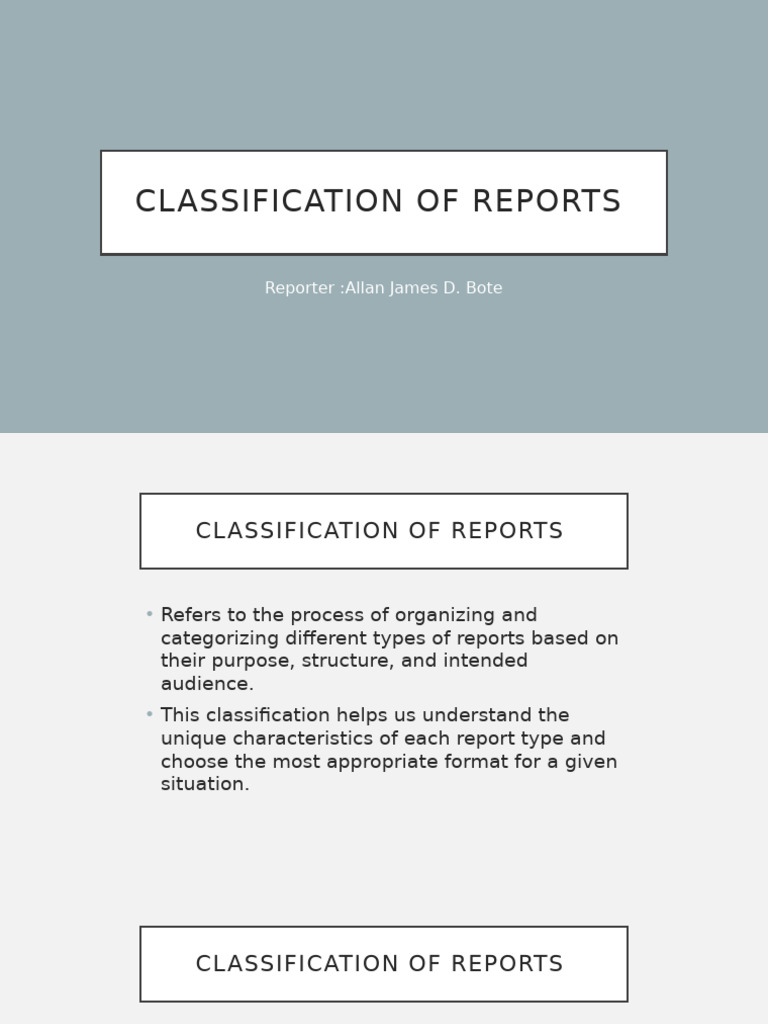 Classification of Reports | PDF