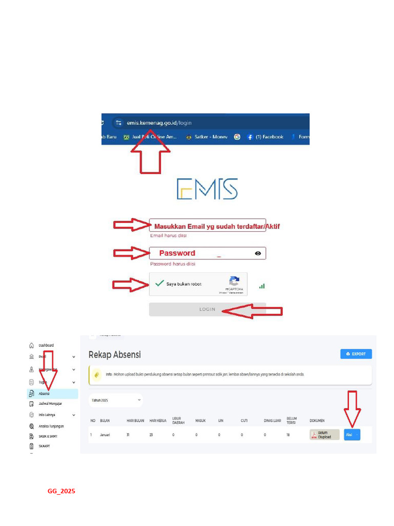 TUTORIAL UPLOUD ABSEN EMIS - Out | PDF