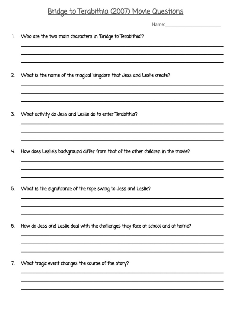 Bridge to Terabithia: Key Questions & Answers | PDF