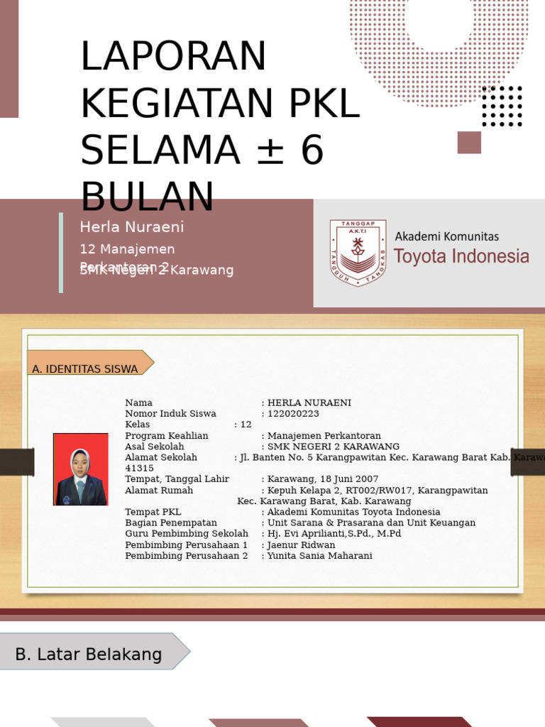 Contoh Presentasi PKL - Herla Nuraeni | PDF
