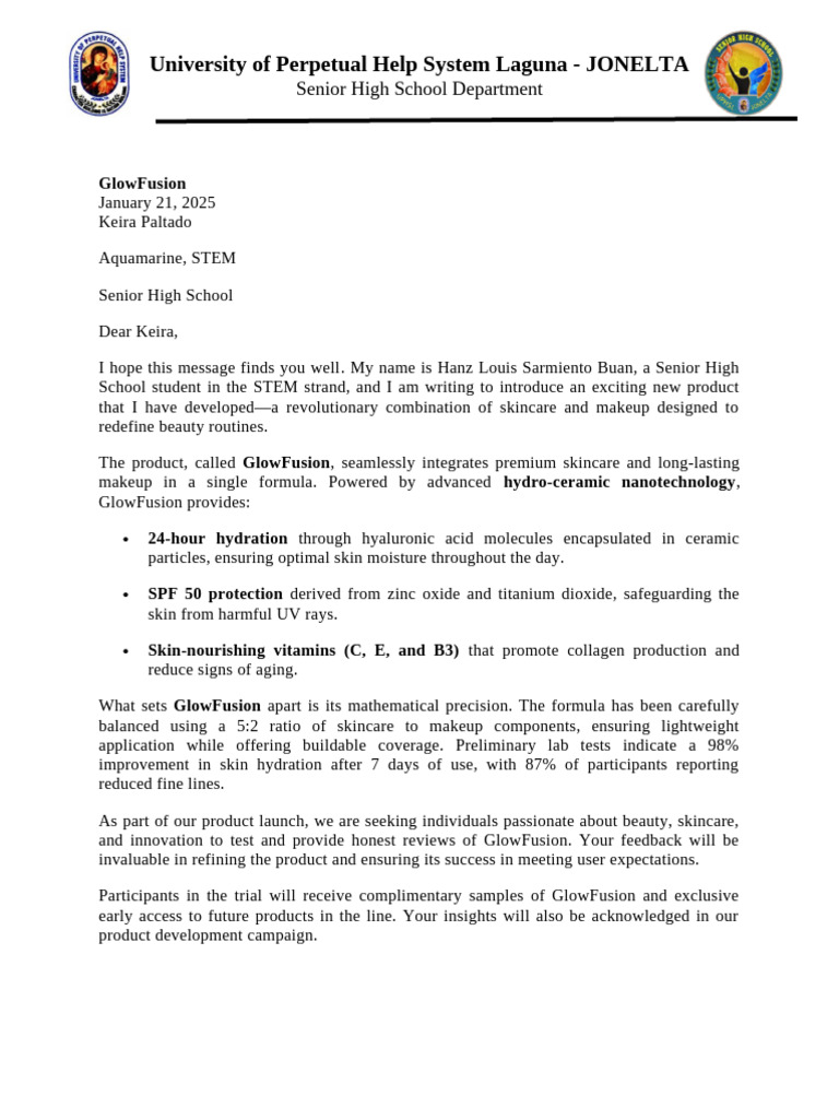 GlowFusion MergedVersionPaper Buan | PDF | Sunscreen | Skin Care