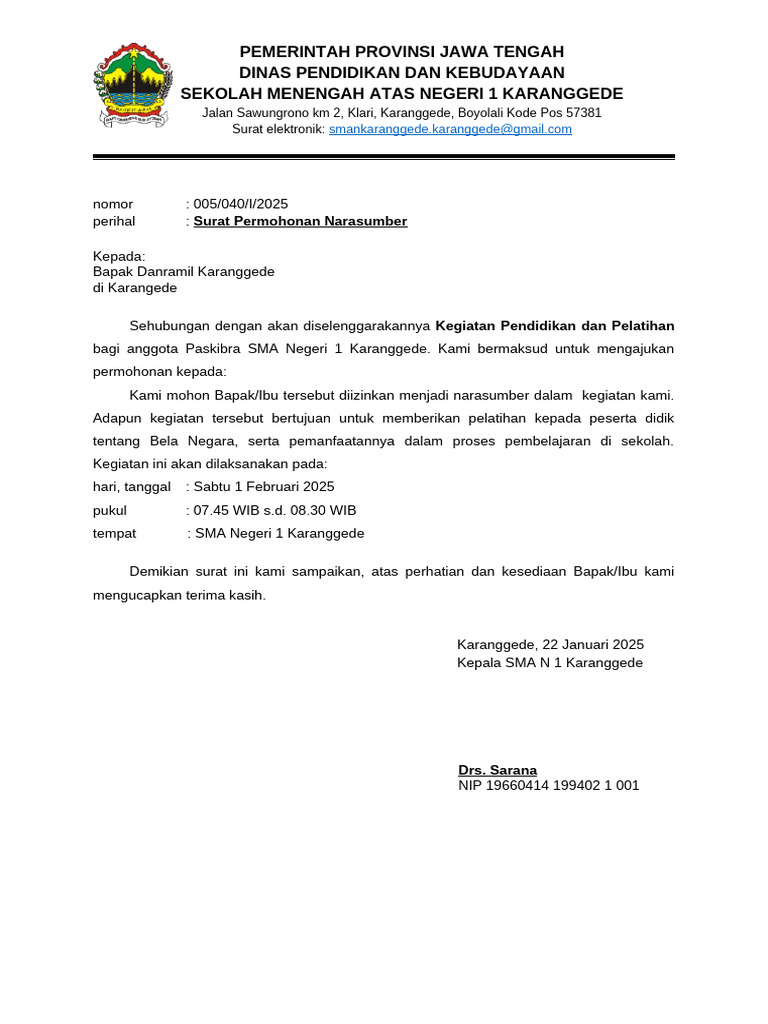 Surat Permohonan Narasumber Dan TOR | PDF