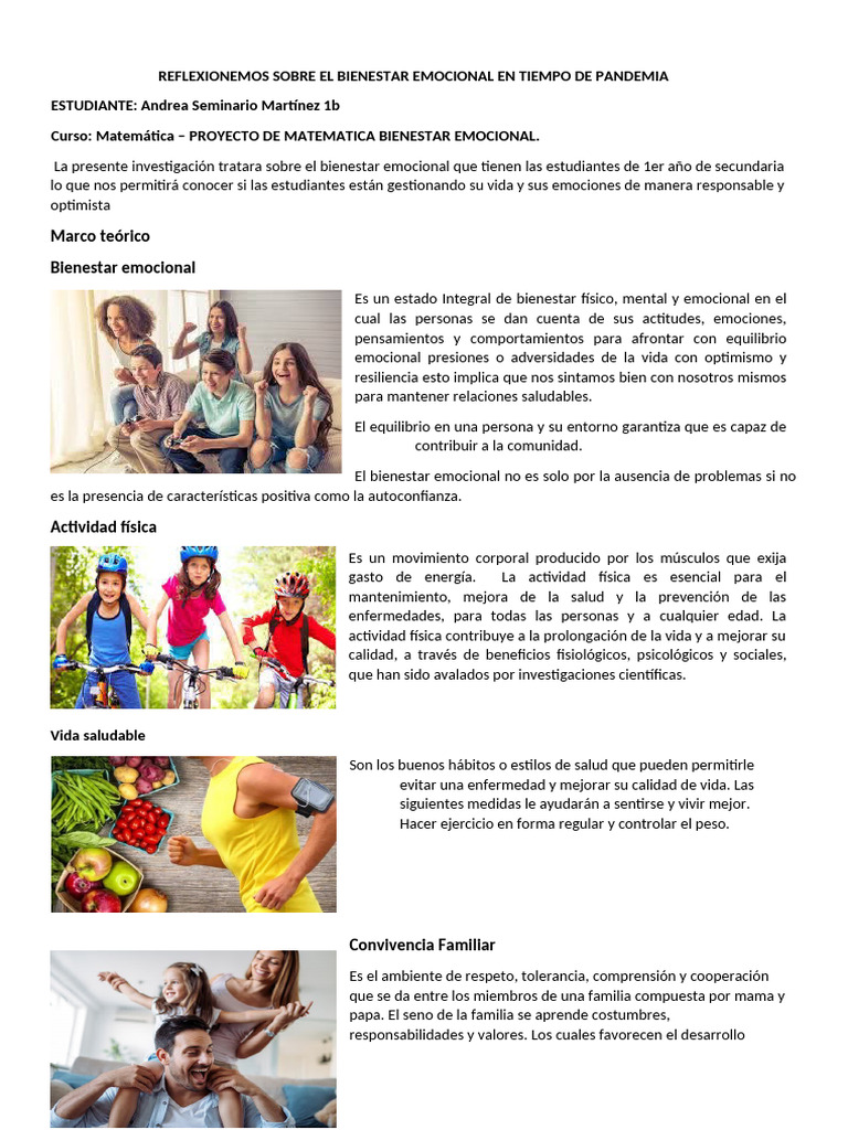 PROYECTO 1 BIENESTAR EMOCIONAL | PDF | Las emociones | Bienestar