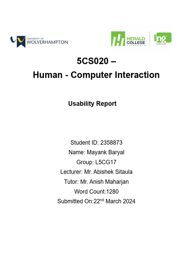 MayankBaryal UsabilityReport | PDF | Usability | Human Communication