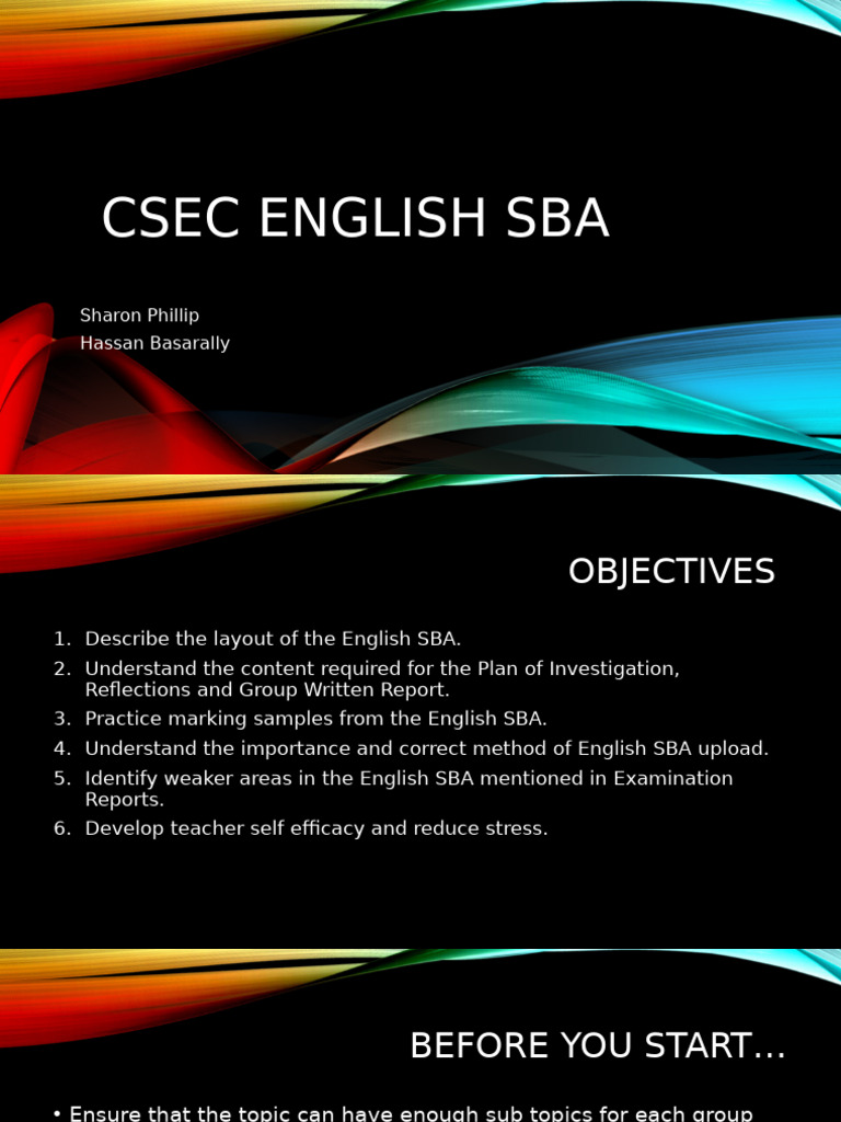 Csec English Sba Ppt | PDF | Public Speaking | Vocabulary