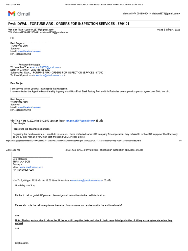 Gmail - FWD - Idwal - Fortune Ark - Orders For Inspection Services ...