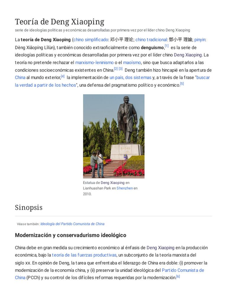 Teoría de Deng Xiaoping: Modernización y Pragmatismo | PDF | China | Política mundial