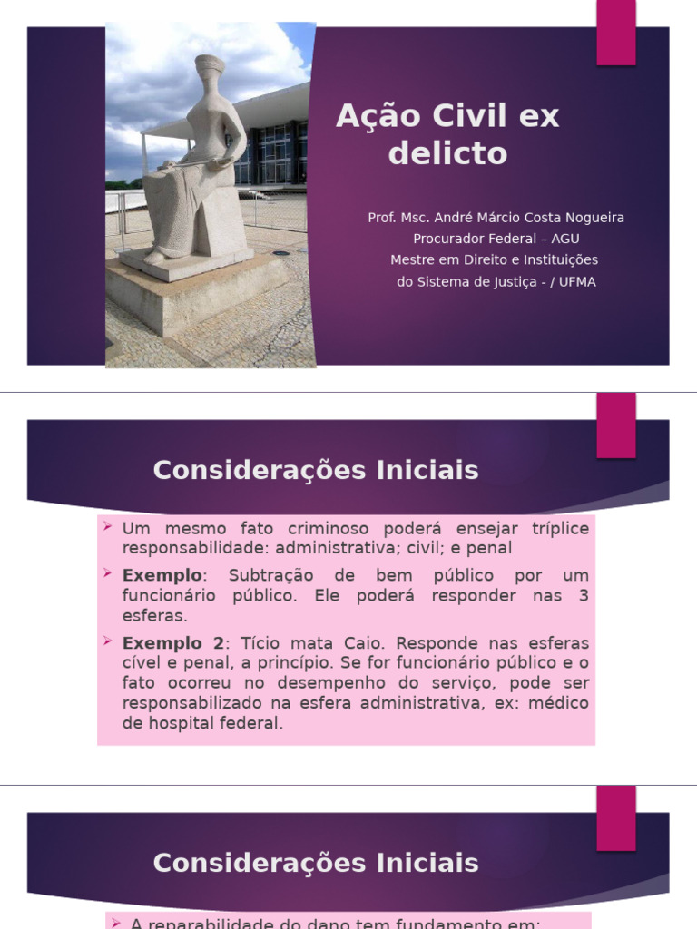 Ação Civil Ex Delicto: Conceitos e Legitimidades | PDF | Sentença ...