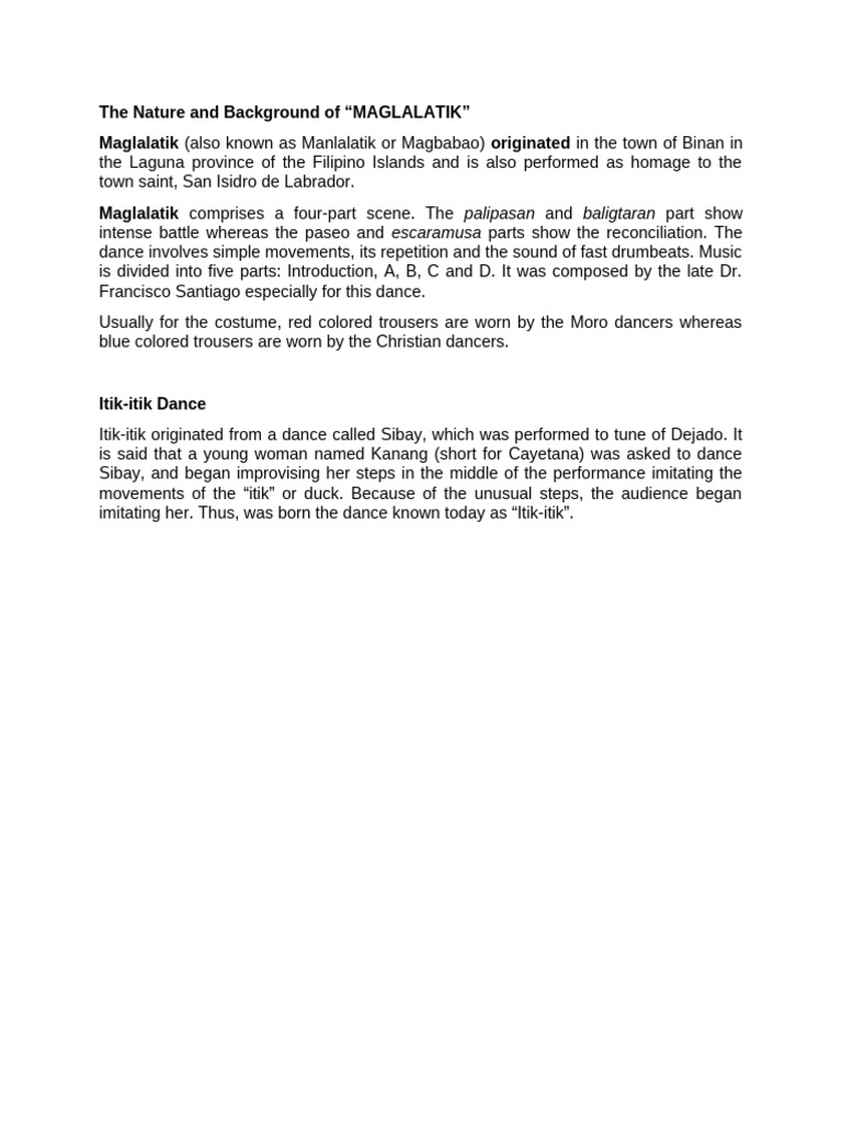 Maglalatik and Itik-Itik | PDF