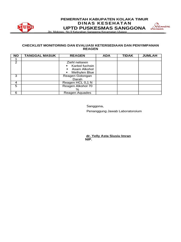 Bukti Cheklist Monitoring Evaluasi | PDF