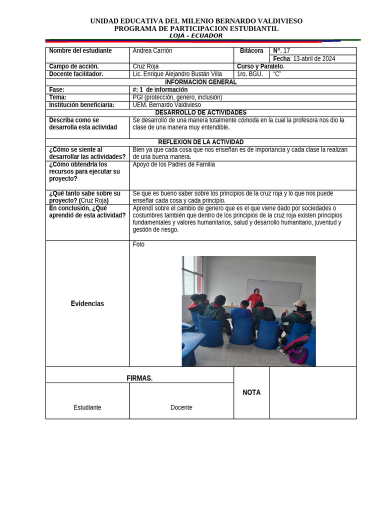Modelo de Bitácora N 10 | PDF