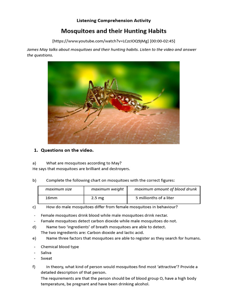 Mosquito Hunting Habits Explained | PDF