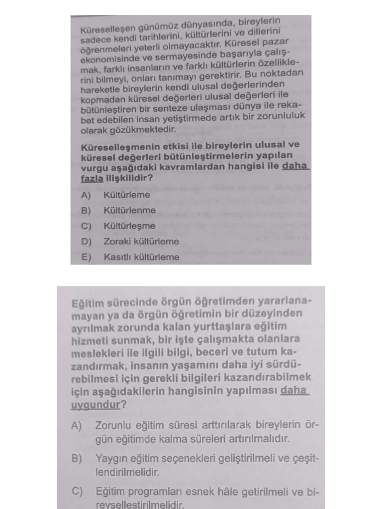 Eğitimin Temelleri Sor 1 | PDF