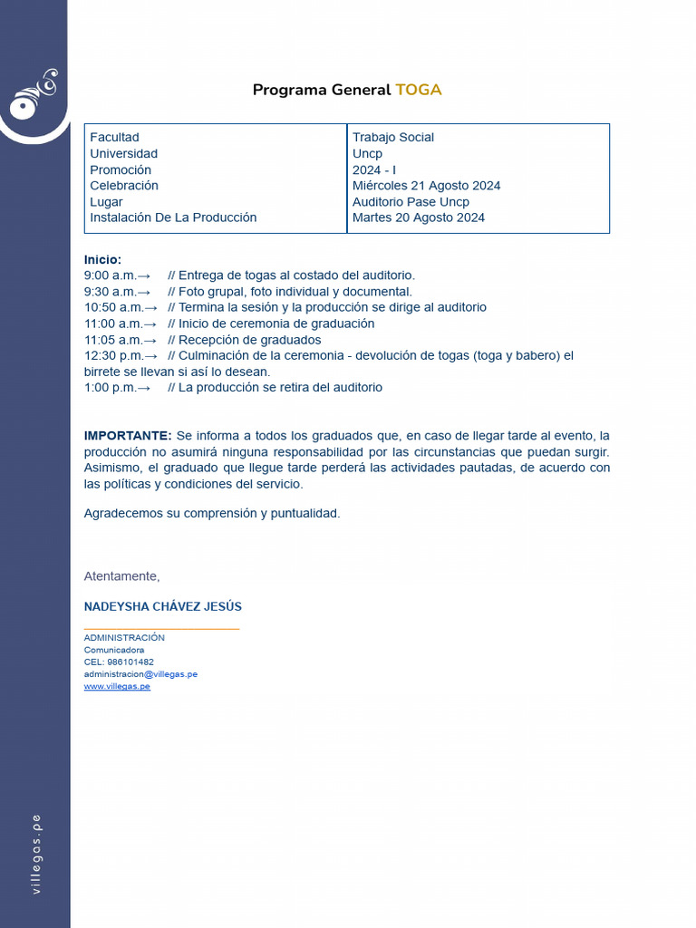 Programa General Toga TRABAJO SOCIAL | PDF