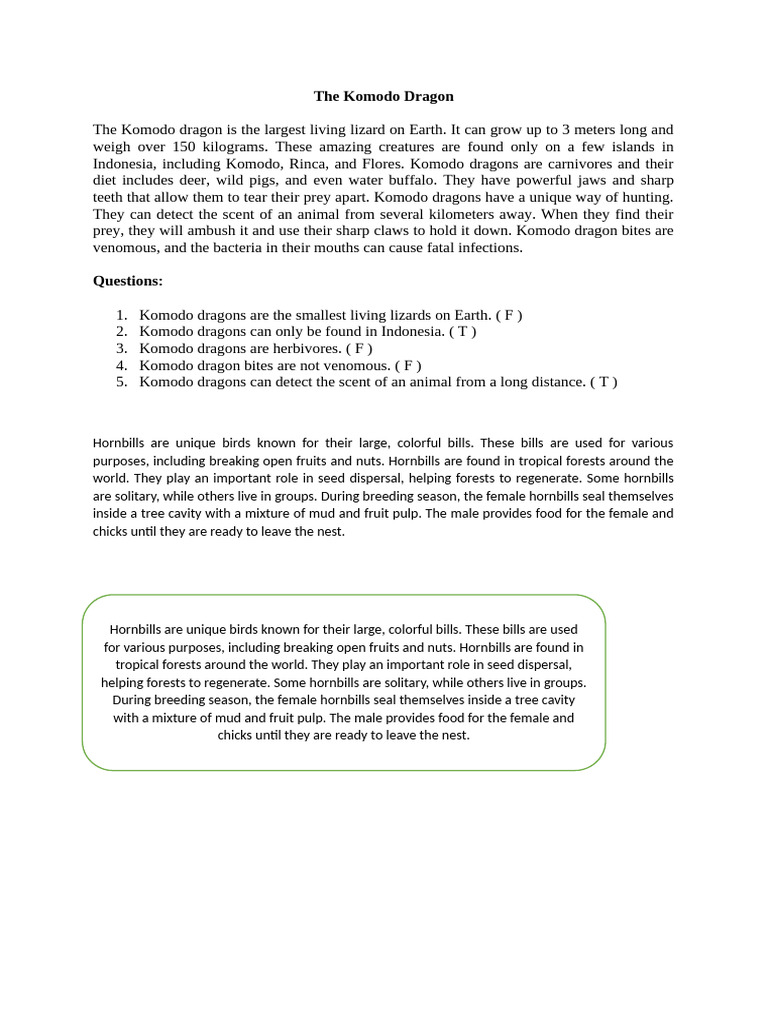 Komodo Dragons: Facts and Habitat | PDF