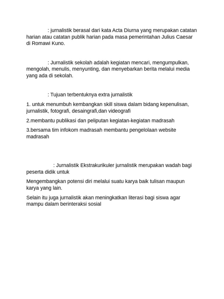 Jurnalistik: Dari Acta Diurna ke Sekolah | PDF