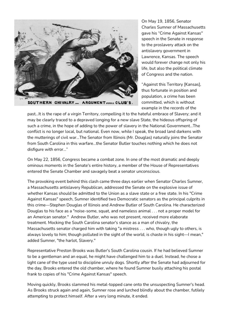 The Caning of Charles Sumner | PDF | Politics Of The United States ...