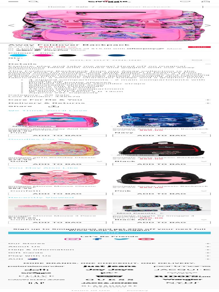 Away Foldover Backpack Pink - Smiggle Online | PDF | Backpack