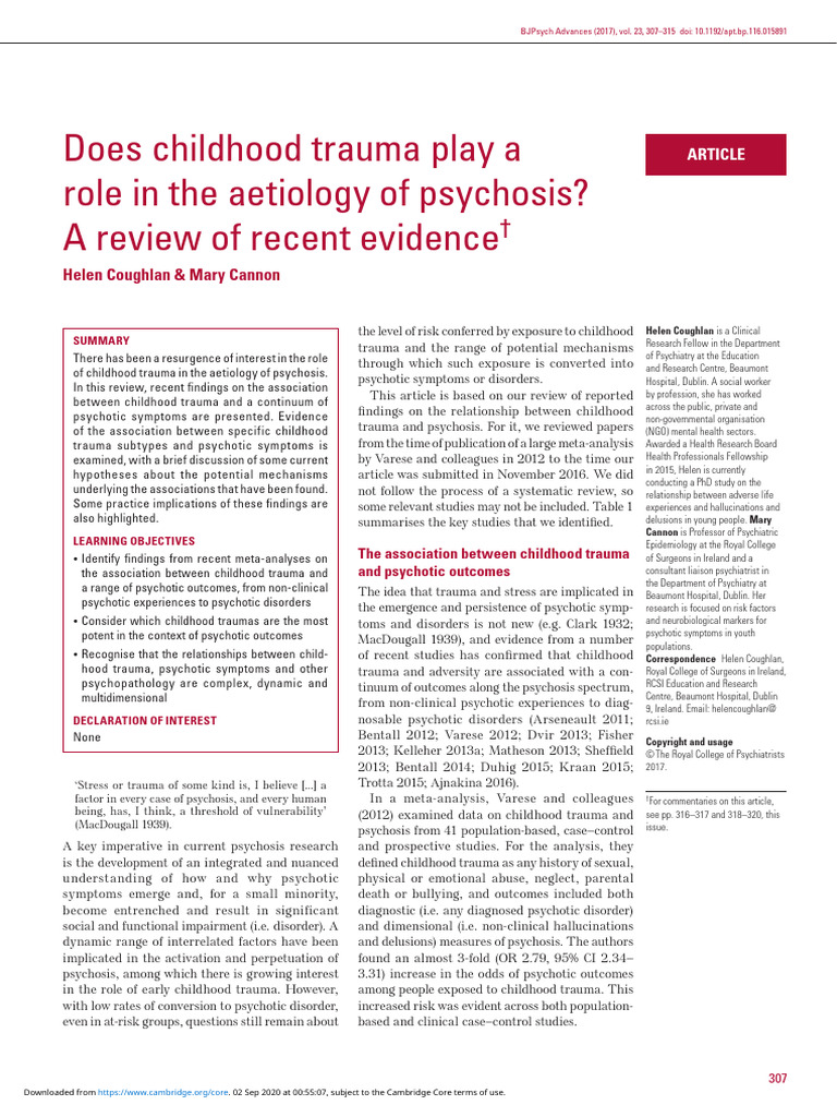 Does - Childhood - Trauma - Play - A - Role - in - The - Aetiology - of ...