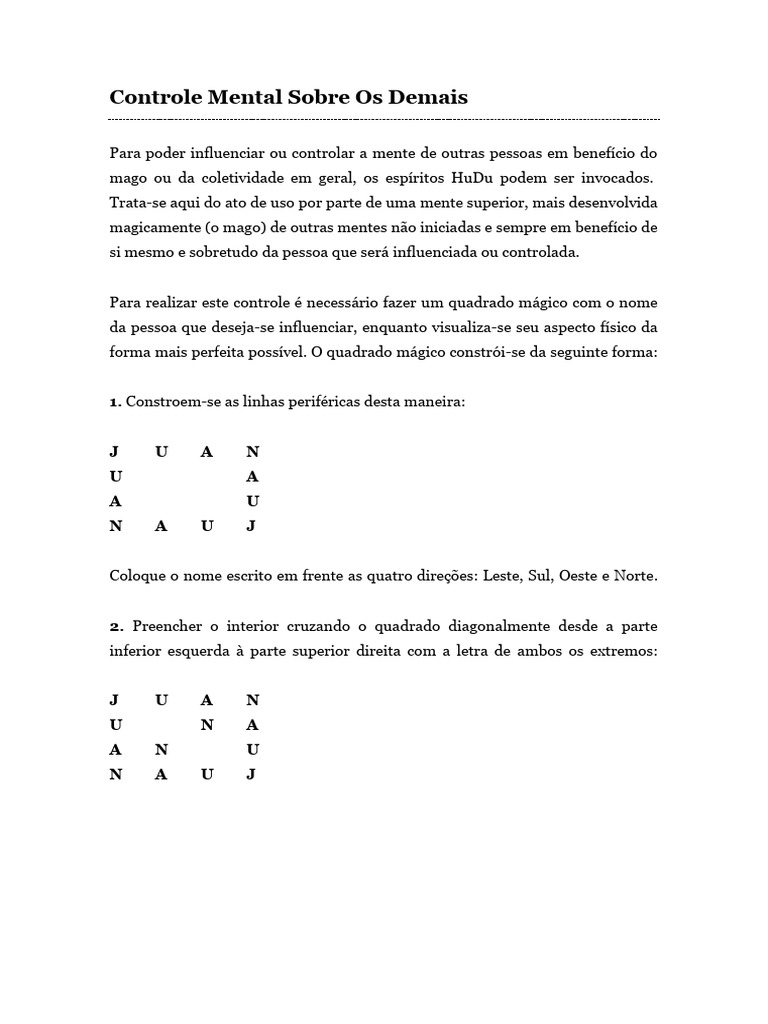 Controle Mental com Espíritos HuDu | PDF | Mente