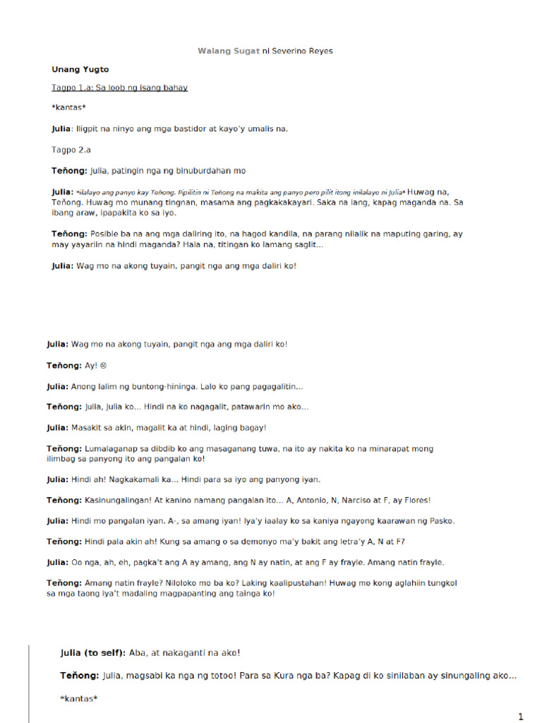 Walang Sugat Script | PDF