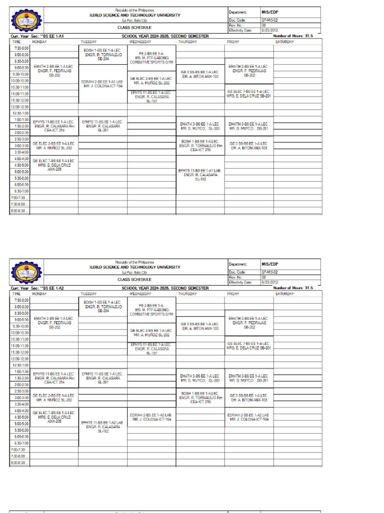 BSEE 2ND SEM 2024 2025 Not Official | PDF