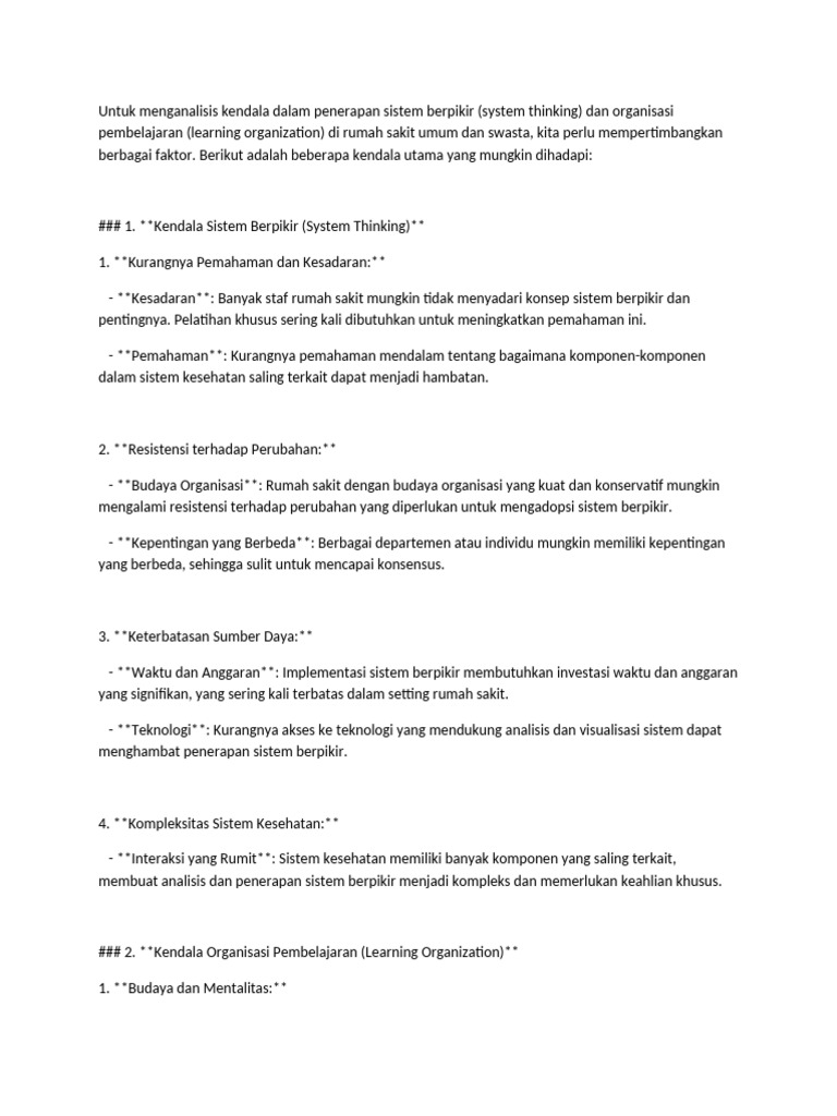 Untuk Menganalisis Kendala Dalam Penerapan Sistem Berpikir | PDF