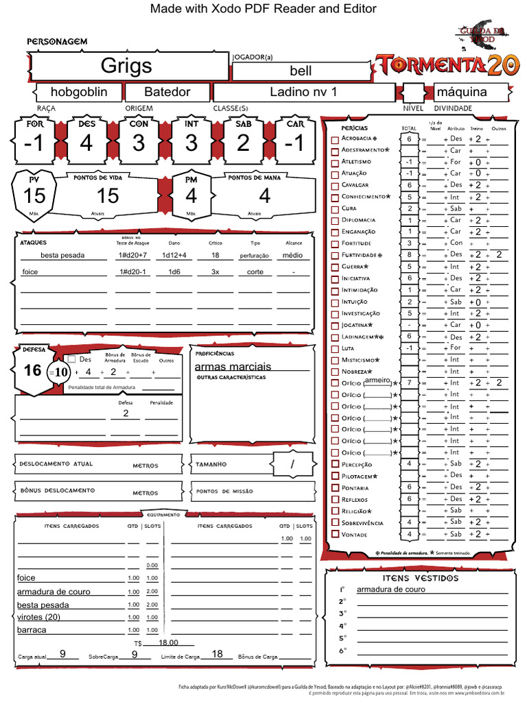 Ficha Base Grigs 3 1 | PDF