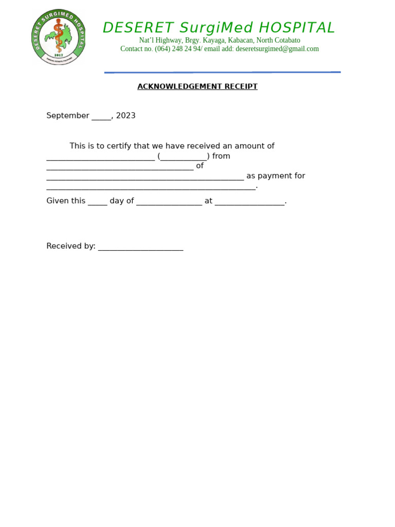 Acknowledgment Receipt Template | PDF