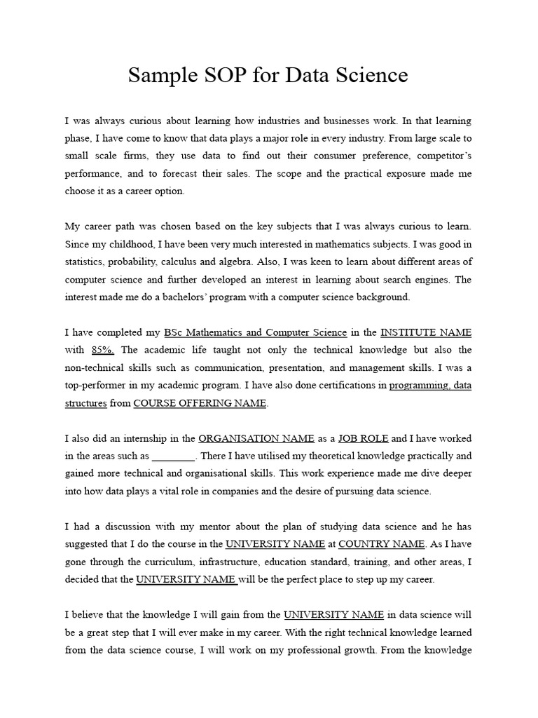 Sample SOP for Data Science 787495cd6f | PDF