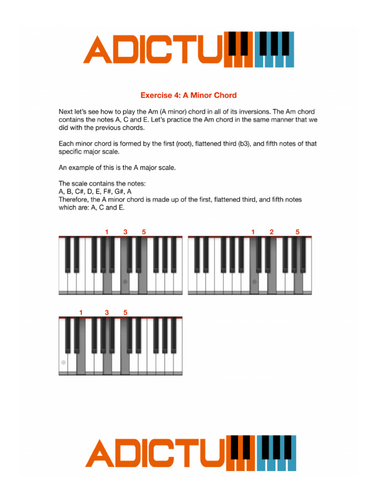 001 Exercise 4 A Minor Chord - Lesson Notes | PDF