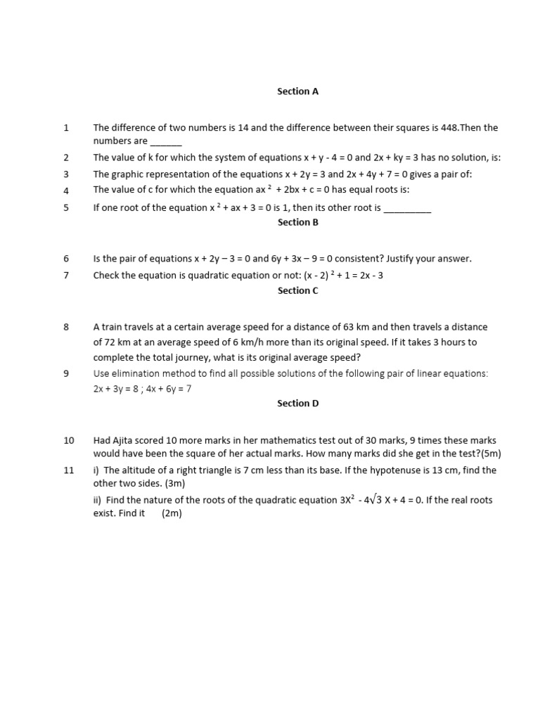 Class X Mathematics Internal Assessment | PDF