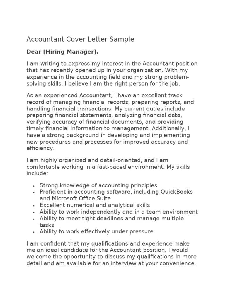 Accountant Cover Letter Sample - Docx-Lipukana | PDF