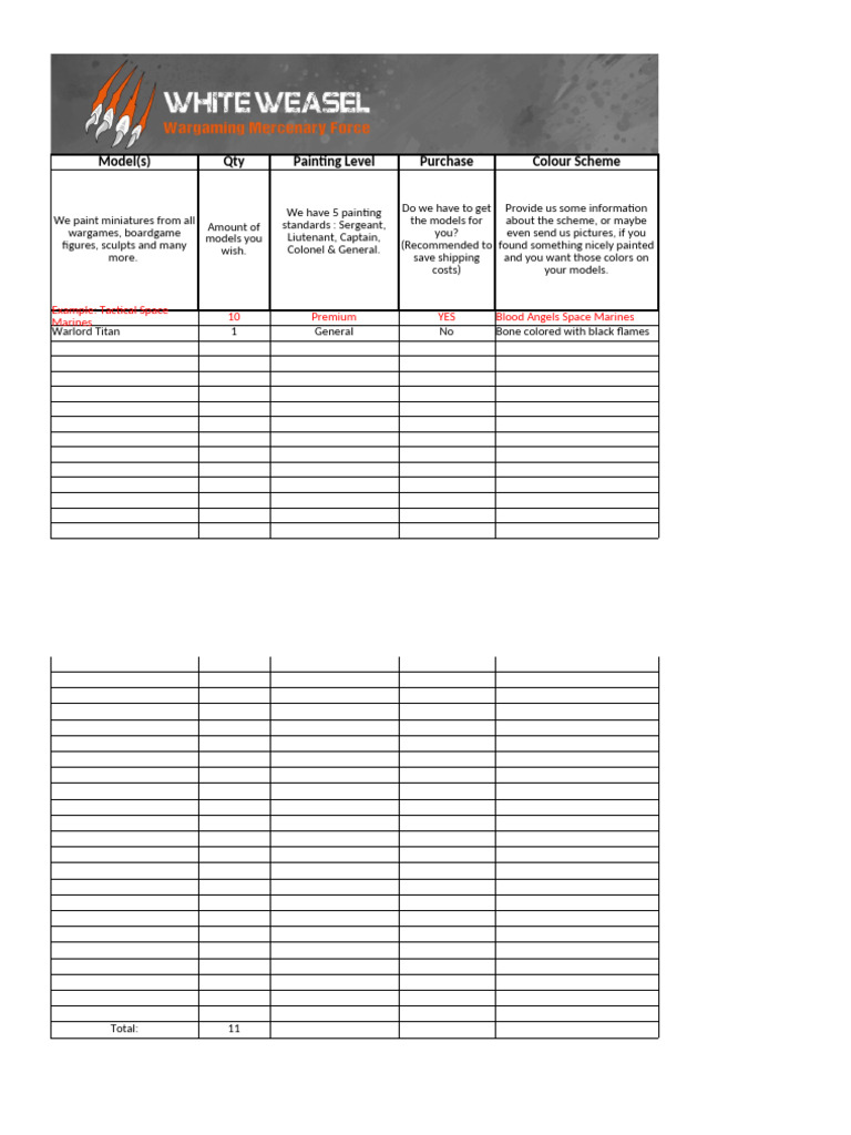 Orders Form White Weasel Studio | PDF