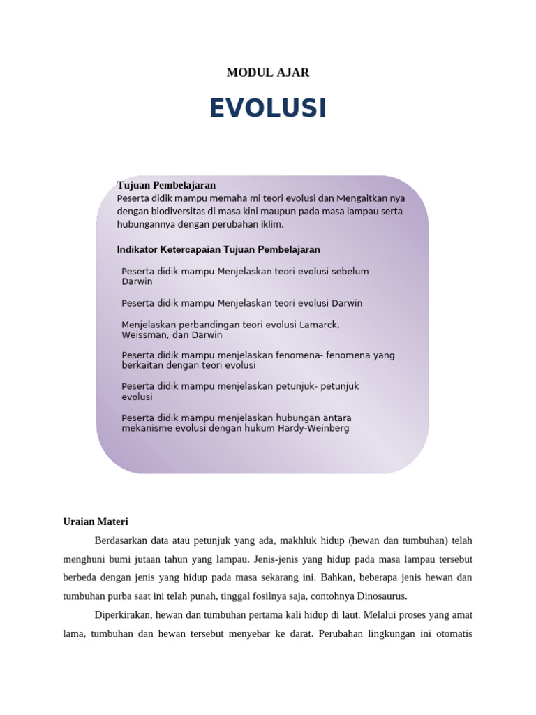 Modul AJAR EVOLUSI | PDF