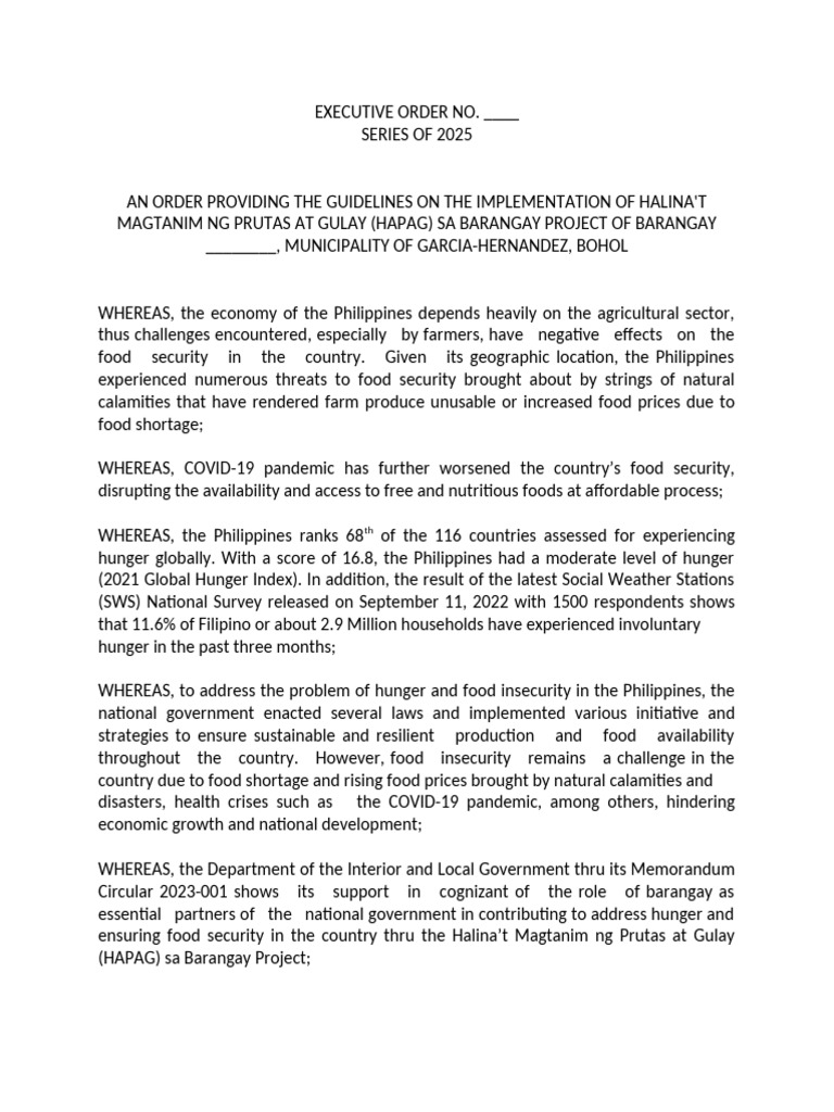 HAPAG Project Guidelines for Barangays | PDF | Food Security | Hunger