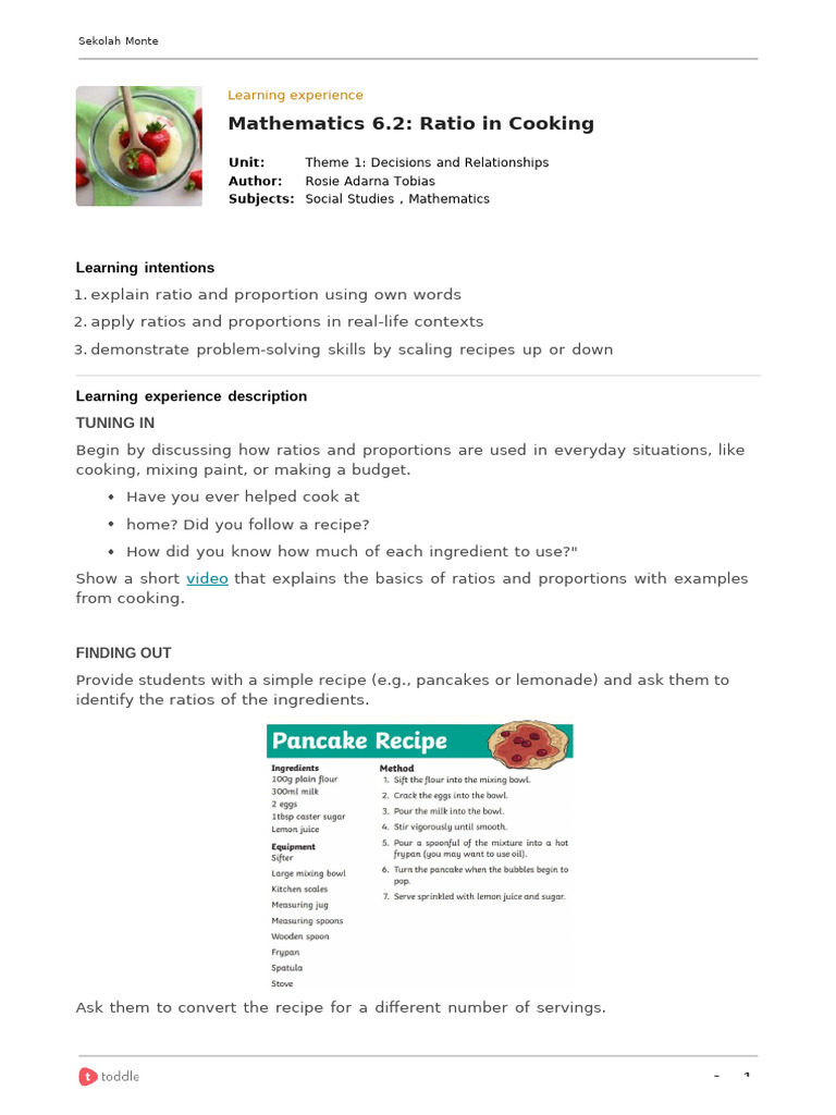 G6 Math (Ratio in Real-Life) | PDF | Ratio | Learning