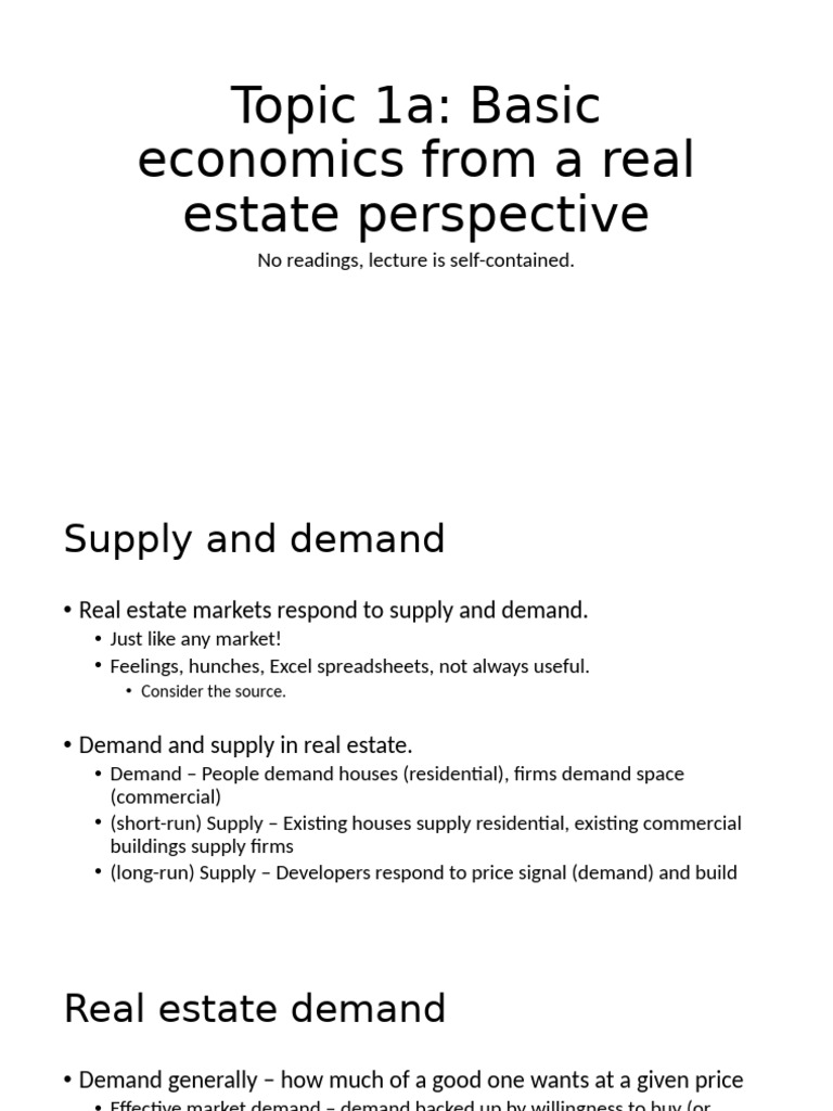 Real Estate Economics: Demand & Supply Insights | PDF | Demand ...