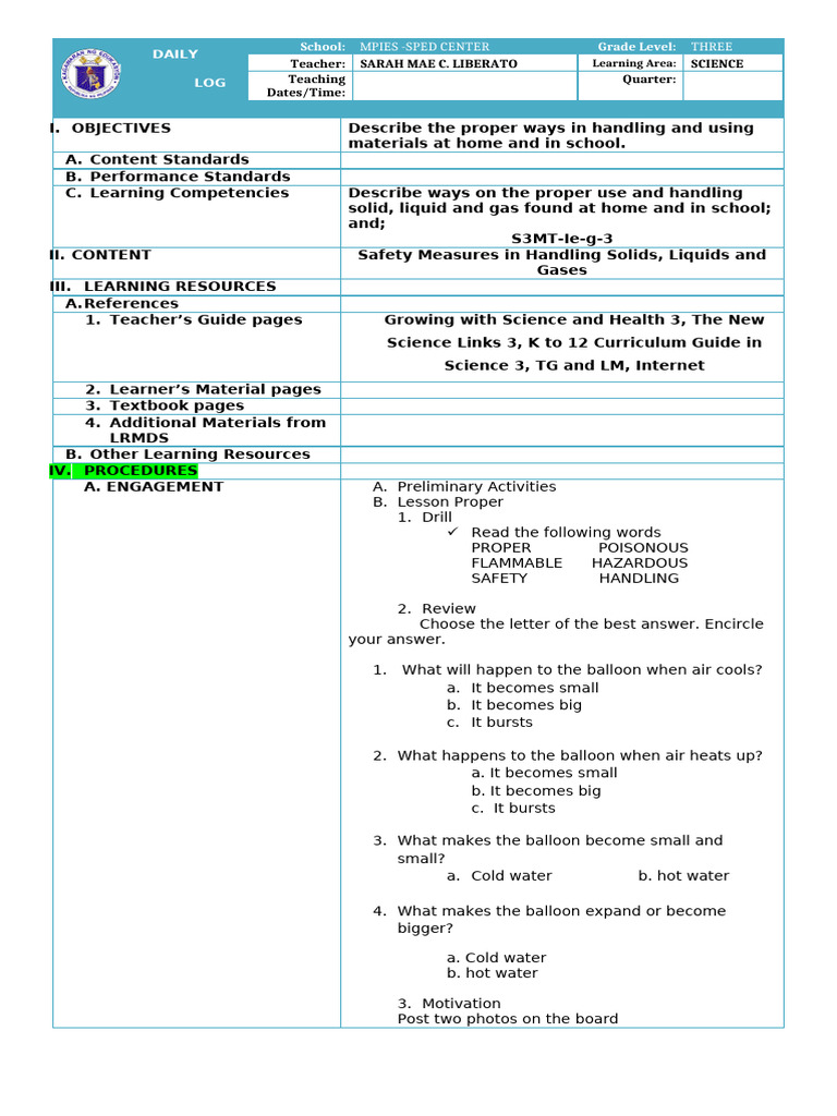 SCIENCE3-COT | PDF | Learning | Behavior Modification