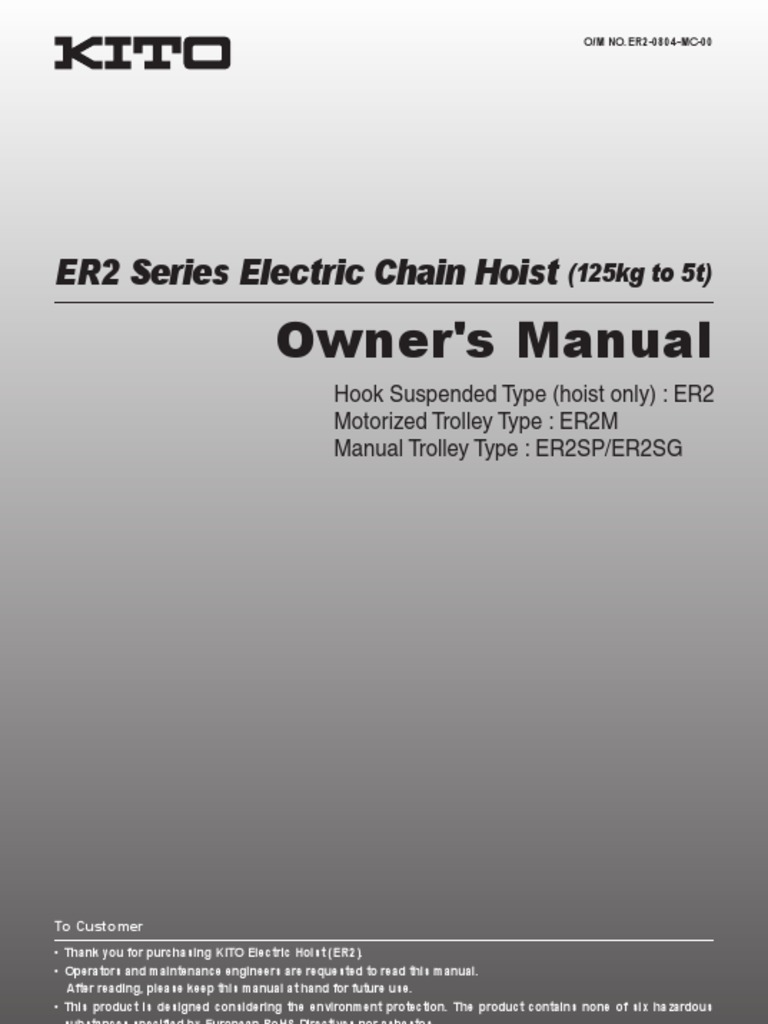 Kito ER2 Owners Manual | PDF | Elevator | Switch