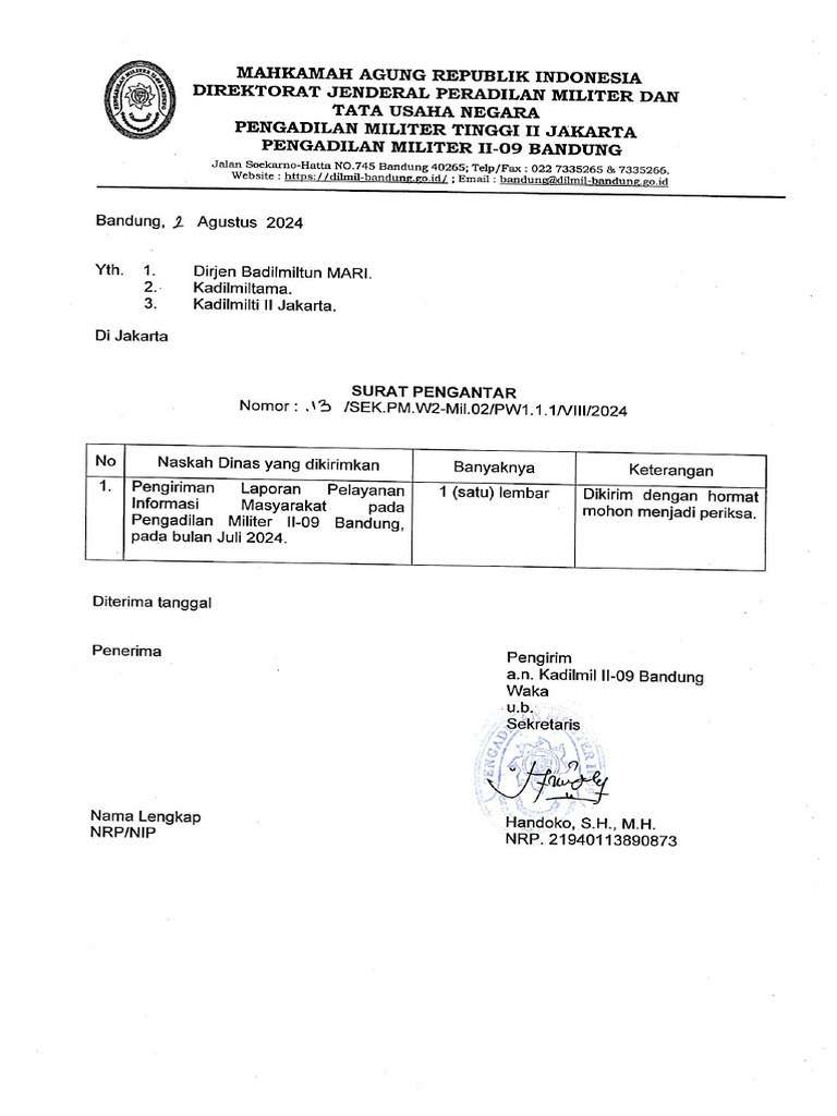 Lap Meja Informasi Juli 2024 | PDF