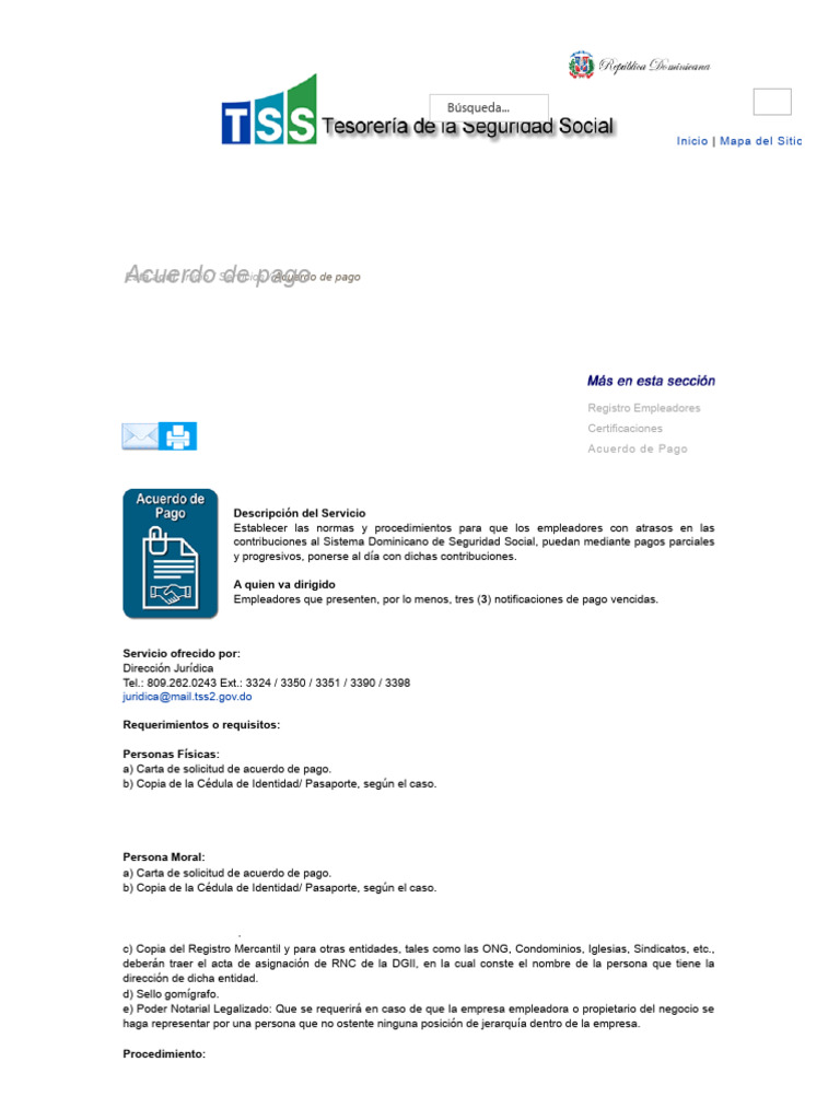 INSTRUCTIVO Acuerdo de Pago TSS | PDF