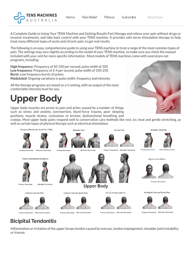 Complete Guide To Your TENS Machine Pad Placements TENS Machines For ...