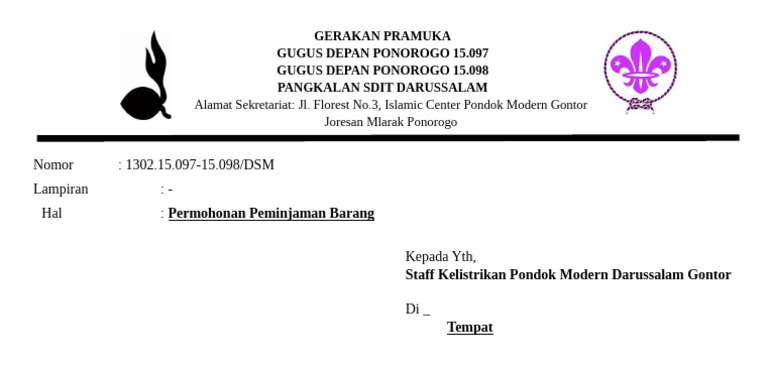 Permohonan Peminjaman Barang Pramuka | PDF