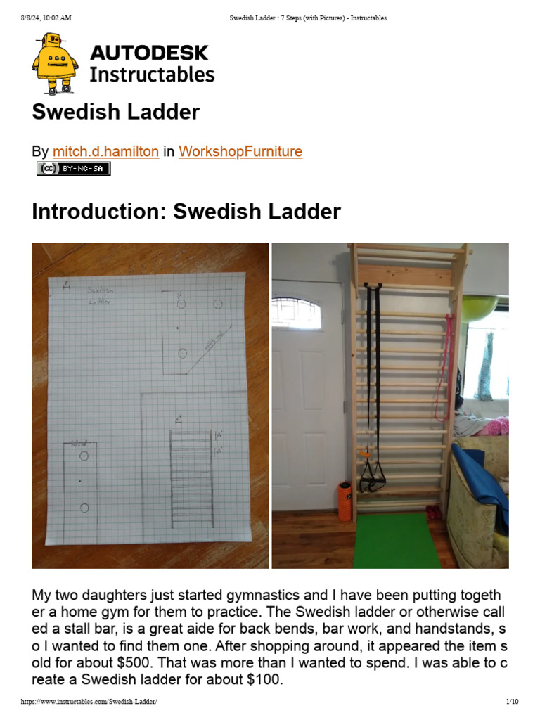 DIY Swedish Ladder Construction Guide | PDF | Screw | Metalworking